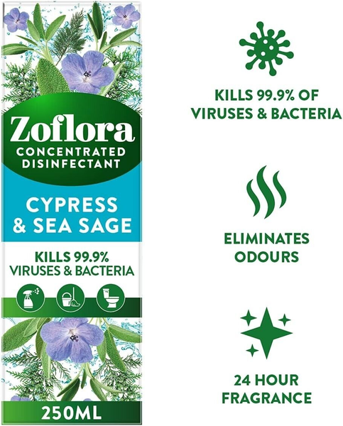 Zoflora Cypress & Sea Sage Multipurpose Disinfectant 250ml - RangePlus