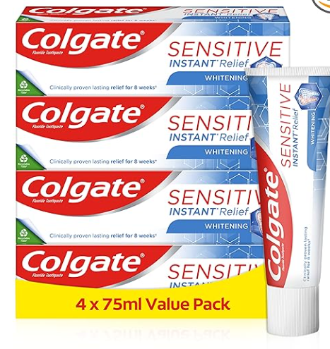 Colgate Sensitive Instant Relief Whitening Toothpaste 75ml-Pack of 4 ...